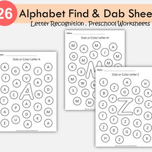 Alphabet Worksheets Printable - Uppercase Dab It, Letter Recognition ...
