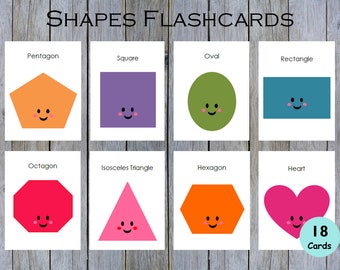 2D Shapes Flash Cards 2-D Shapes Flashcards Kindergarten - Etsy