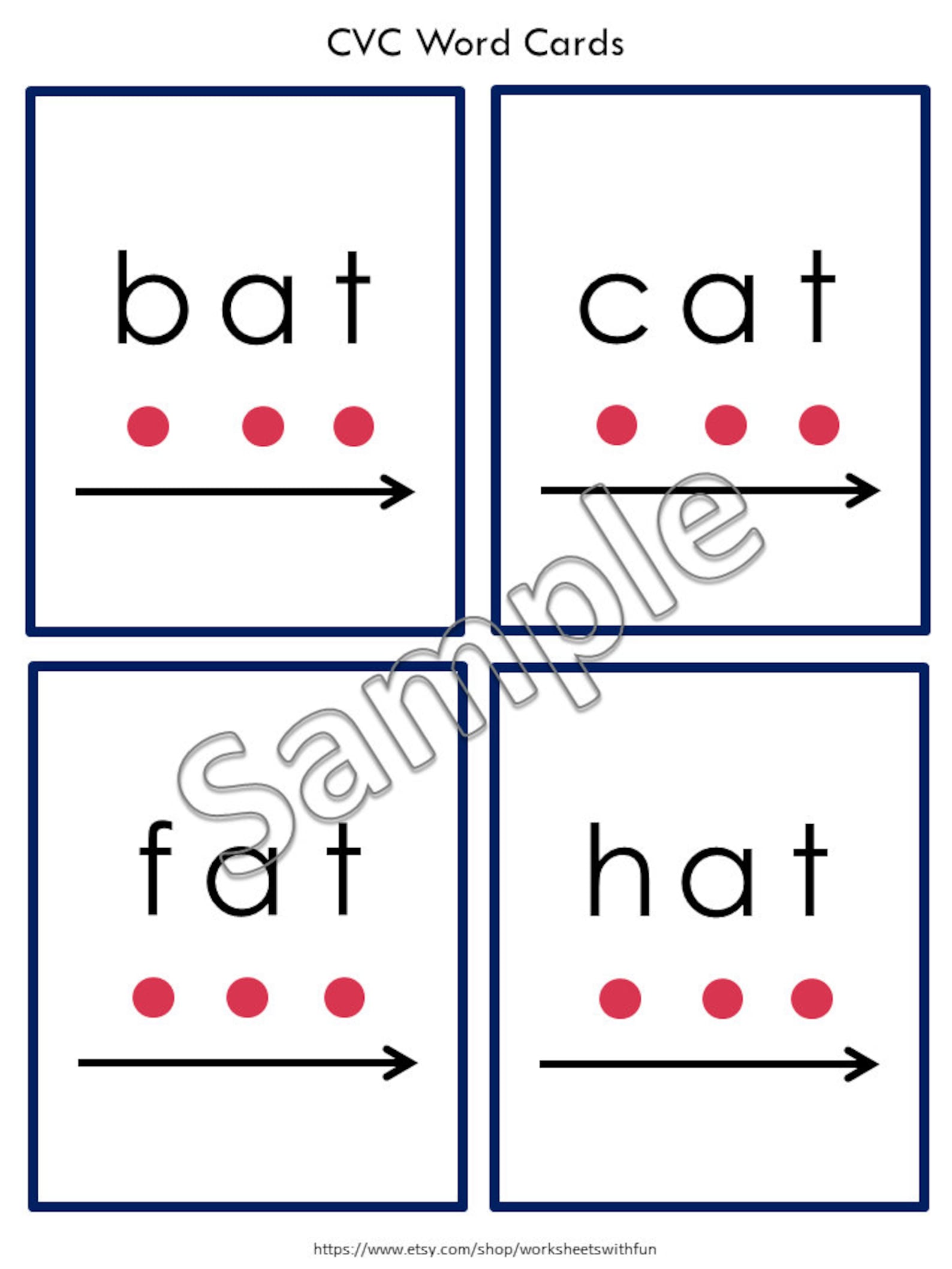 CVC Words Flash Cards Printable CVC Flashcards Learn to - Etsy Canada