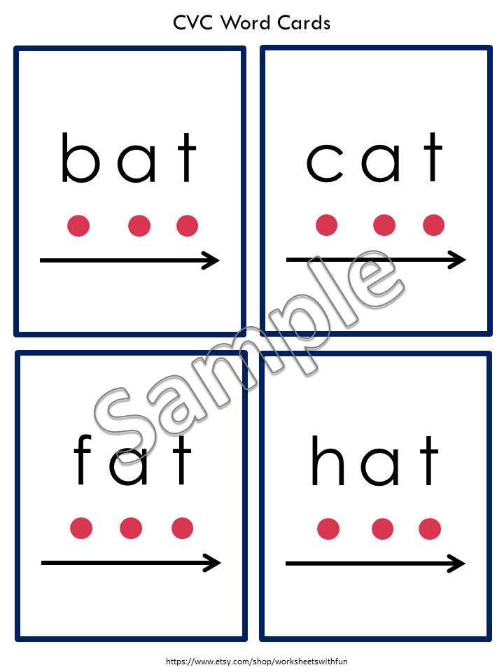 CVC Words Flash Cards Printable CVC Flashcards Learn to - Etsy Canada