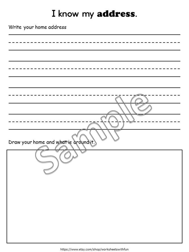 Address & Phone Number Worksheets Printable | Personal Information ...