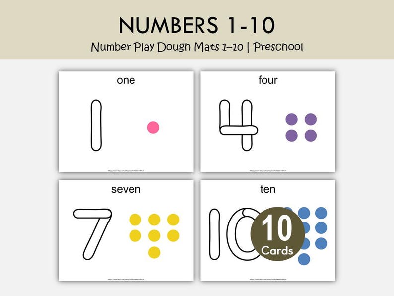Number Play Dough Mats 1–10 | Preschool Counting & Fine Motor Math ...