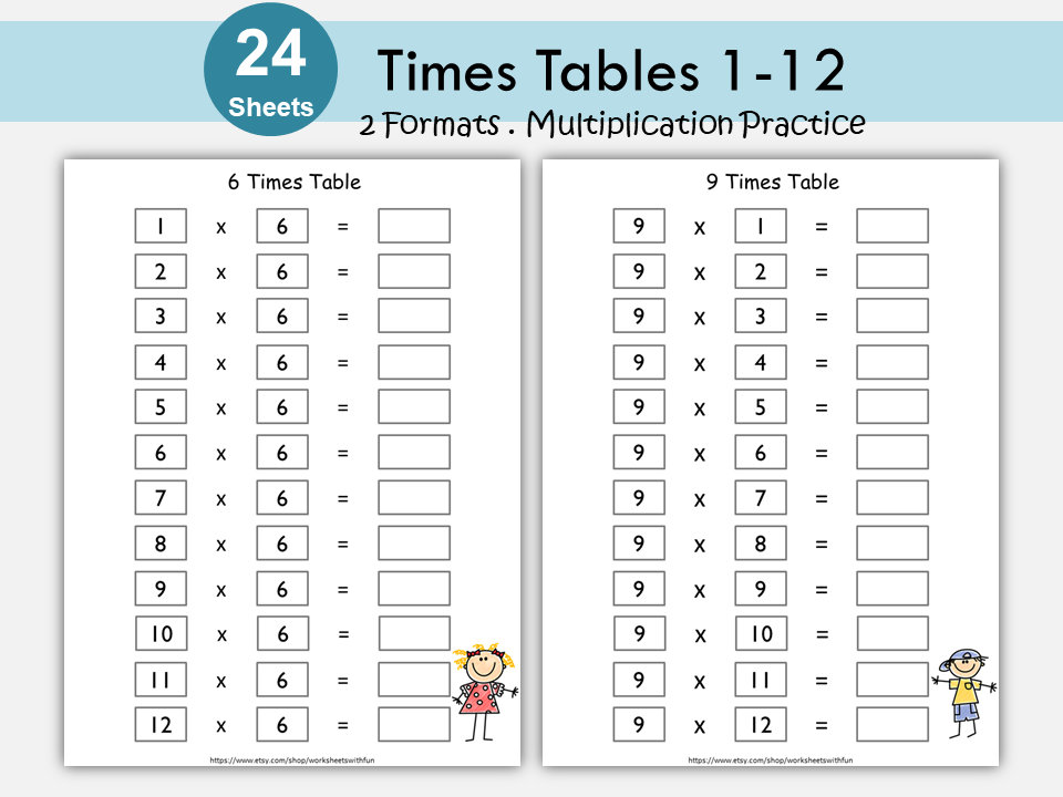 Times Tables Practice Worksheets Free & Printable 2 Times Tables