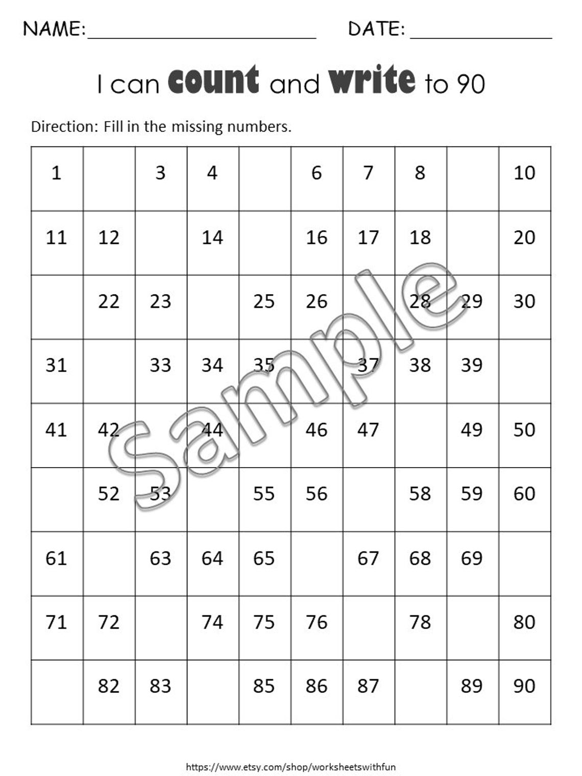 Missing Numbers 1-120 Worksheets Printable, Number Sequencing ...