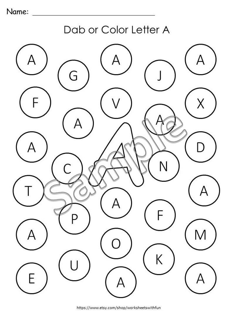 Find and Dab Alphabet Worksheets A–Z | Letter Recognition Dot Marker ...