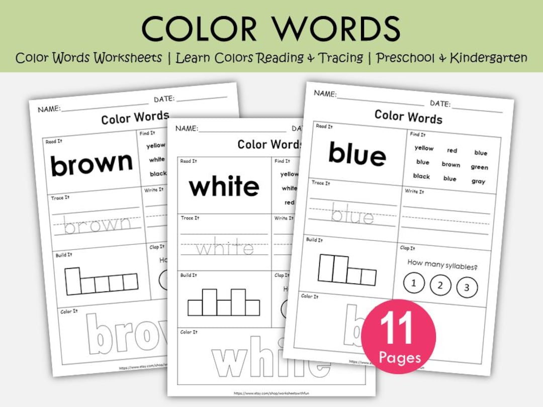 Color Words Worksheets Printable | Learn Colors Reading & Tracing ...