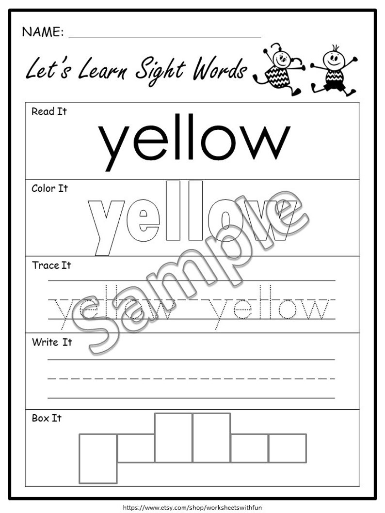 Dolch Pre Primer Sight Words Worksheets | Kindergarten Reading ...
