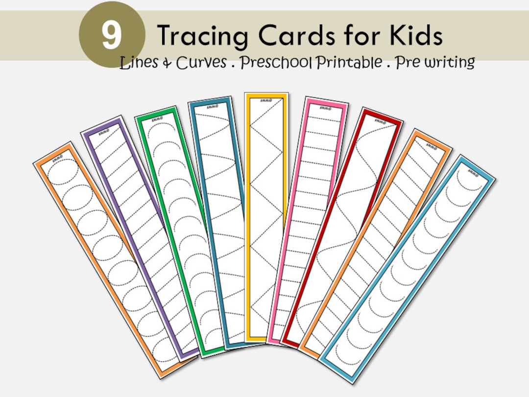 Tracing Lines Cards Printable for Toddlers, Lines and Curves Tracing ...