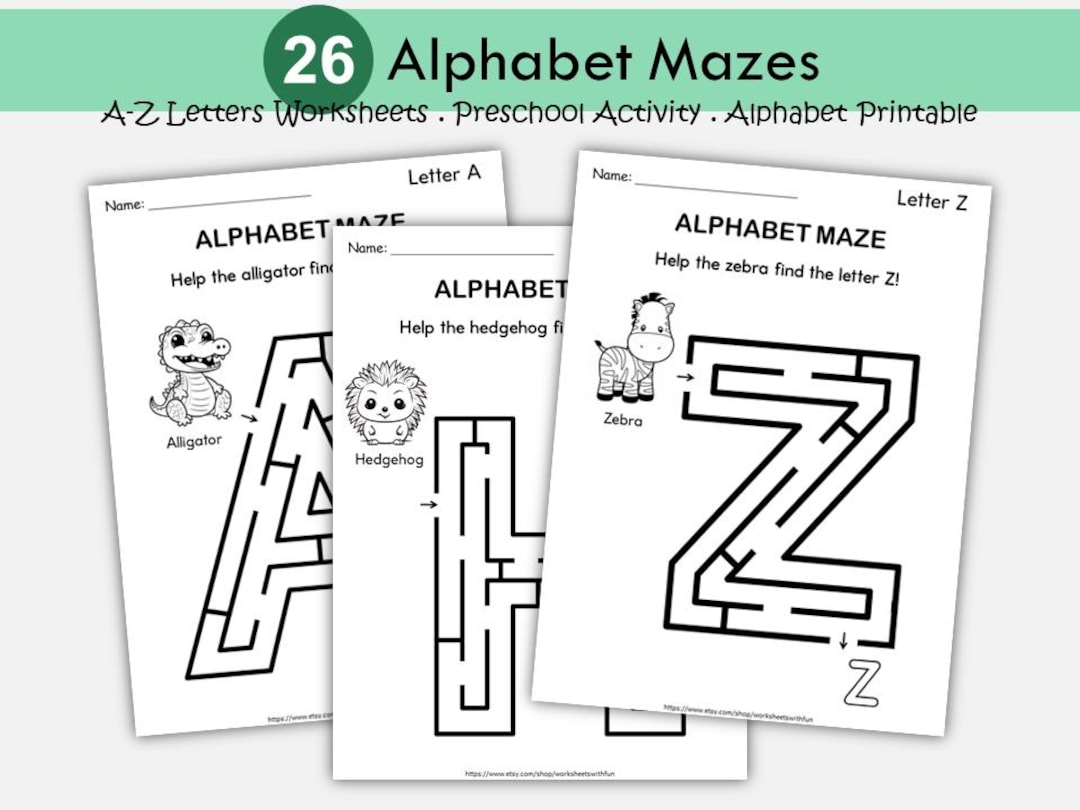 Alphabet Letter Mazes | ABC Phonics Worksheets Printable for Preschool ...