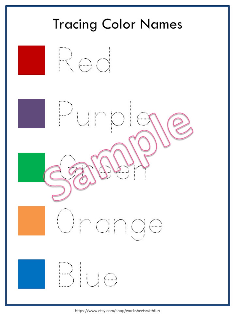 Color Word Tracing Worksheets Printable | Preschool Color Names Writing ...
