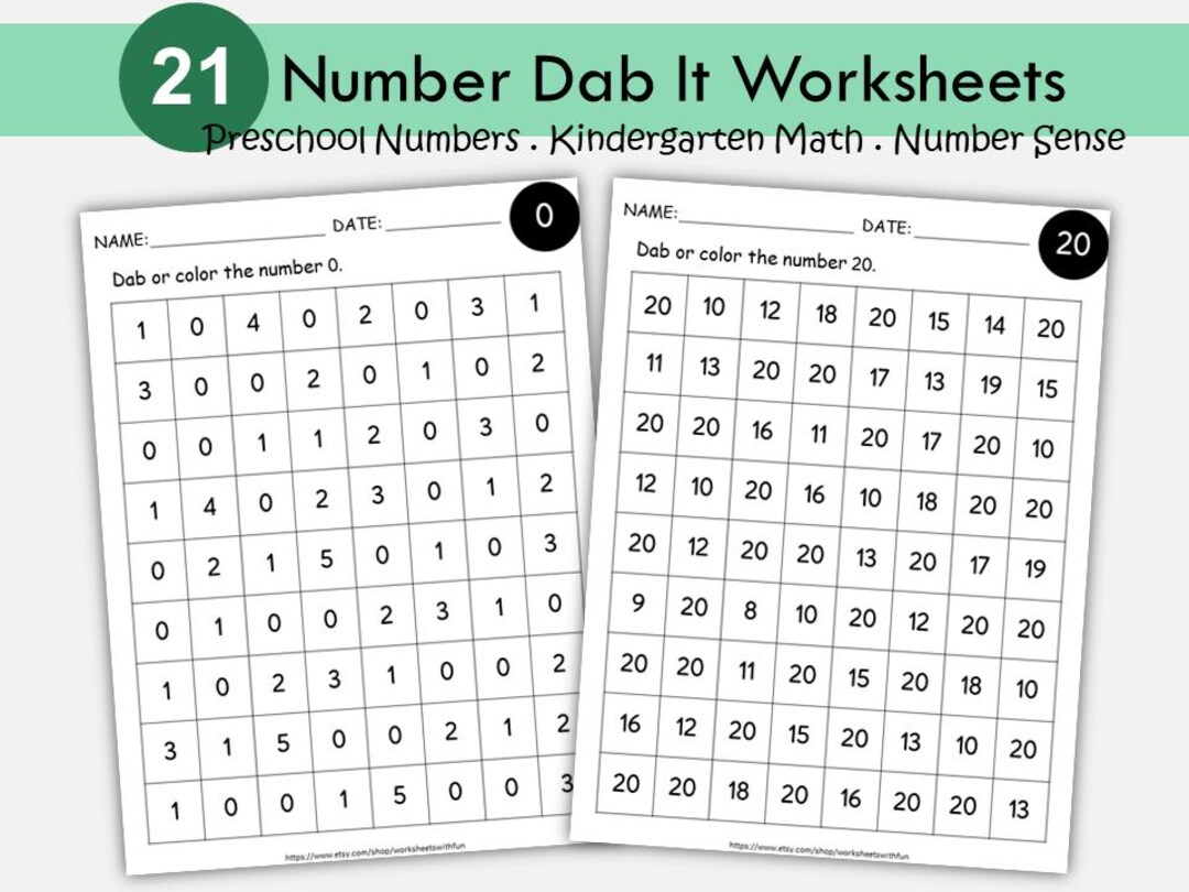 20 Printable Numbers 1-20 Dab It Worksheets. Preschool-kindergarten ...