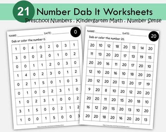 20 Printable Numbers 1-20 Dab It Worksheets. Preschool-kindergarten ...
