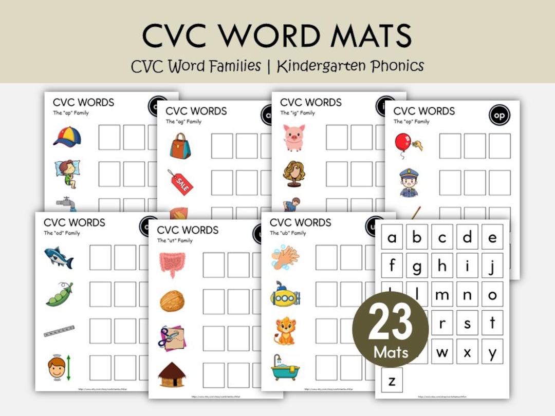 CVC Words Kindergarten Activity | CVC Word Family Mats | Science of ...