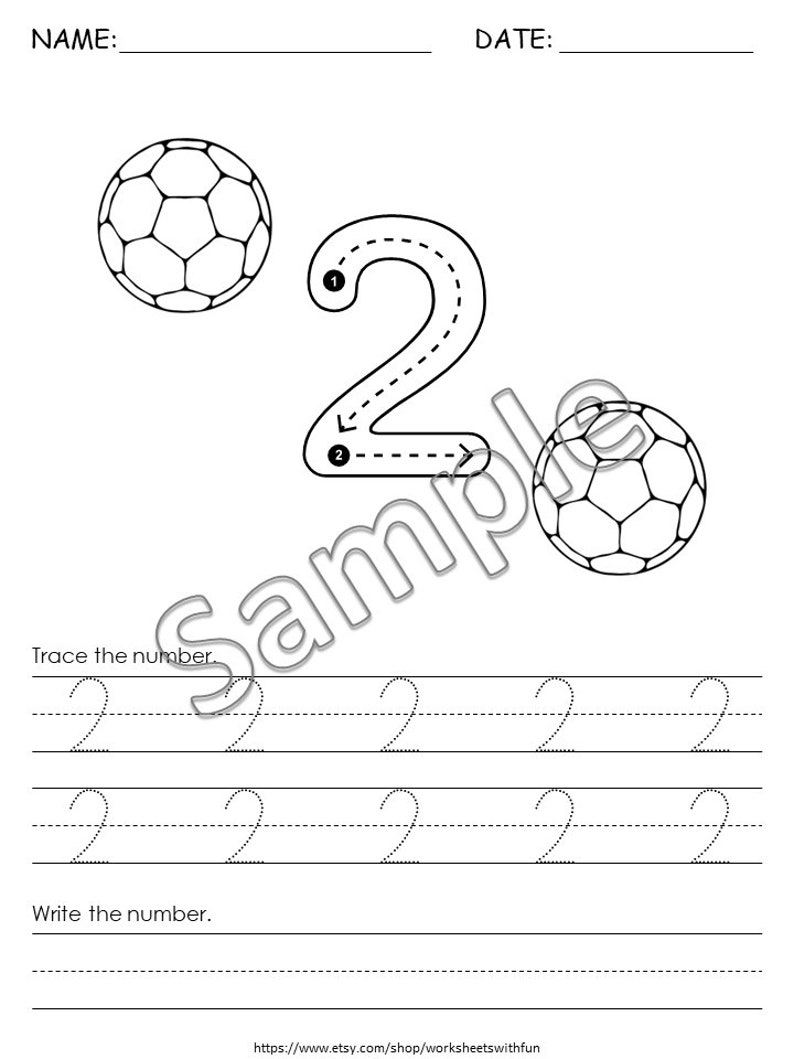20 Number Tracing Worksheets, Preschool Handwriting Practice Printable ...