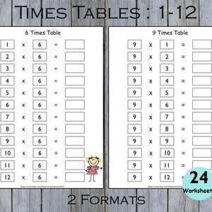 Times Tables Practice Sheets 112, Multiplication Facts Tests Worksheets ...