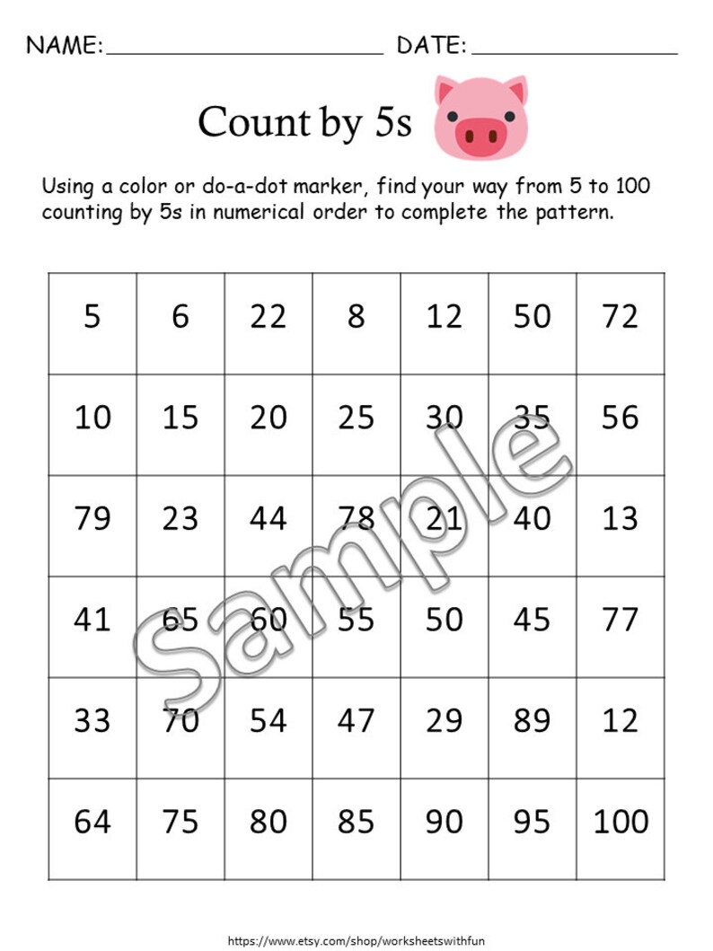 Skip Counting Worksheets 2s 5s 10s Printable, Kindergarten 1st Grade ...