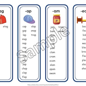 Learn to Read CVC Words, Phonics Cards Printable, Kindergarten Reading ...