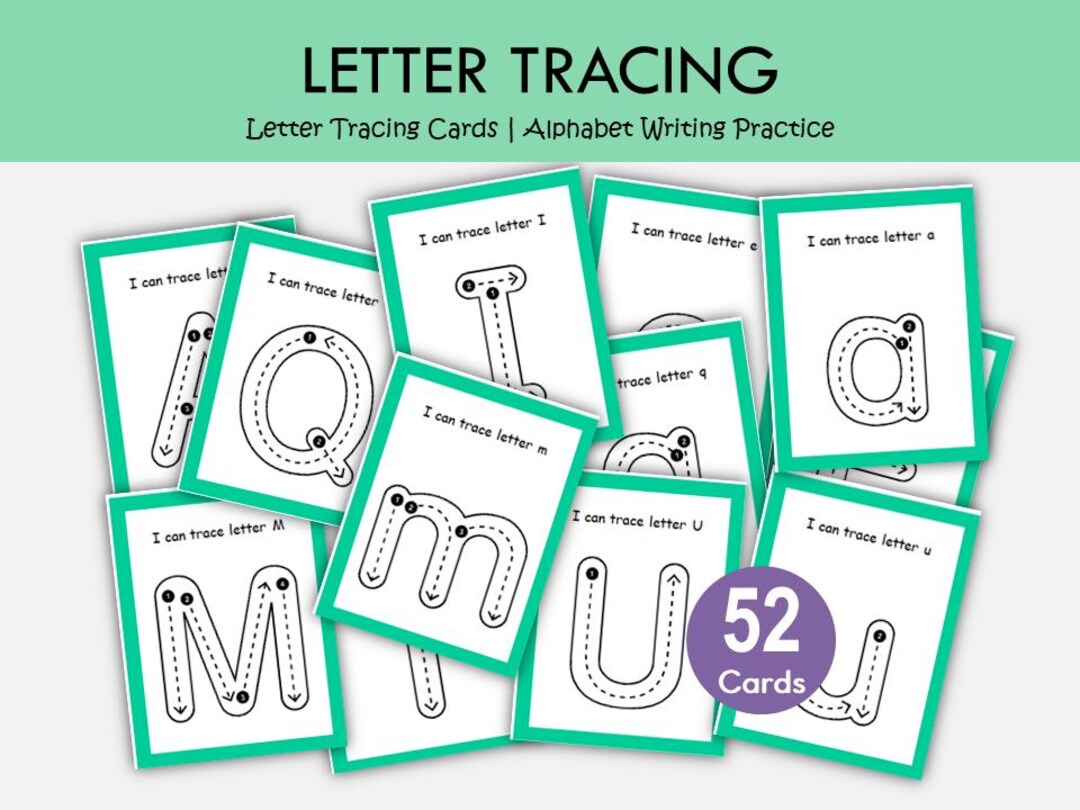Letter Tracing Cards Printable | Uppercase Lowercase Alphabet Writing ...