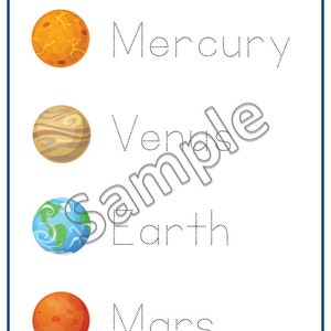 Planet Tracing Worksheets: Solar System Learning (digital Download) - Etsy