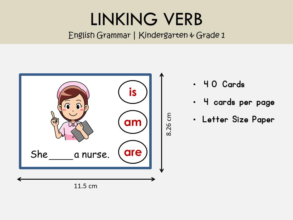 Linking Verb Clip Cards | to Be Verb Printable | is Am Are Task Cards ...