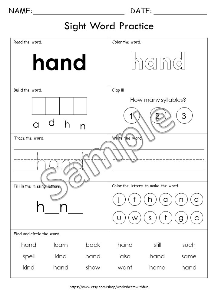 Fry Second 100 Sight Word Worksheets Printable, High Frequency Words ...