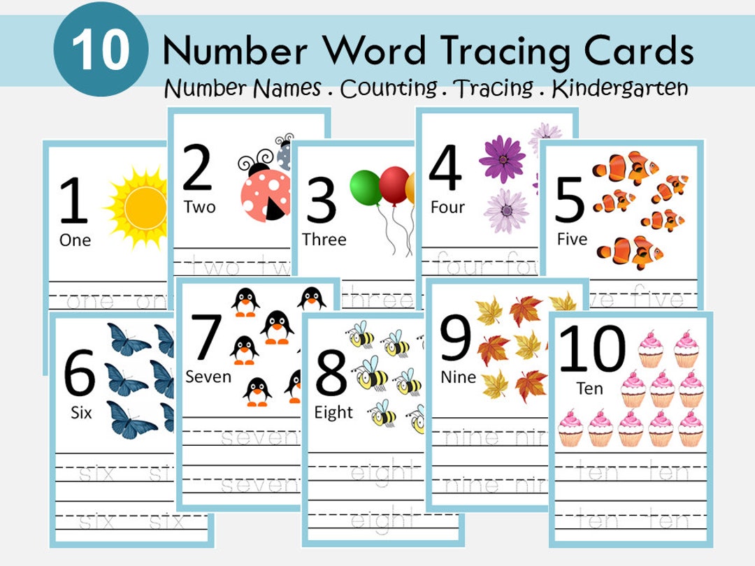 Number Tracing Cards, Number Tracing Worksheets, Counting to 10 ...