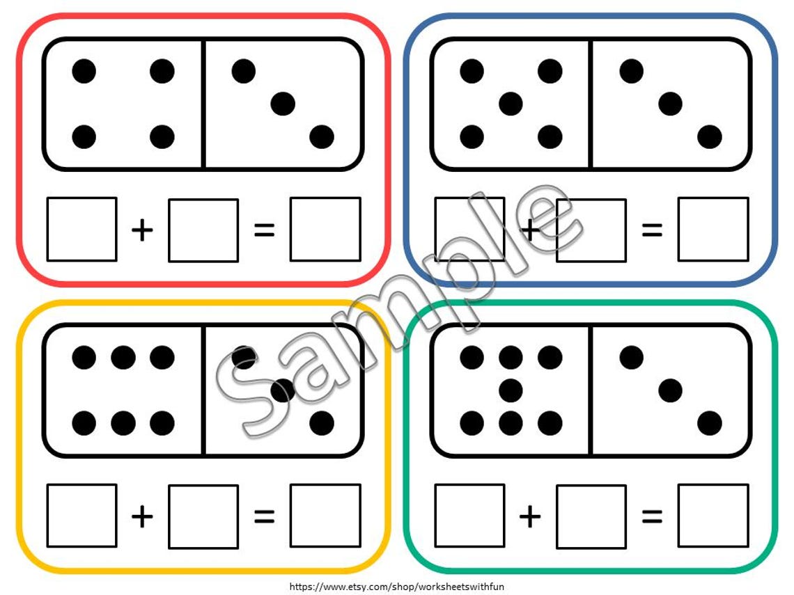 Domino Addition Cards Math Task Box, Preschool Math Printable ...