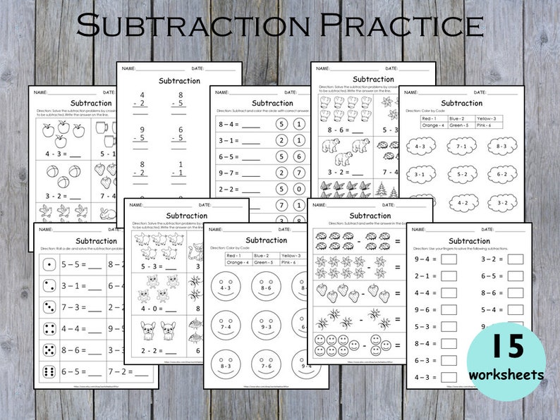 Subtraction Worksheets Kindergarten Curriculum Math - Etsy