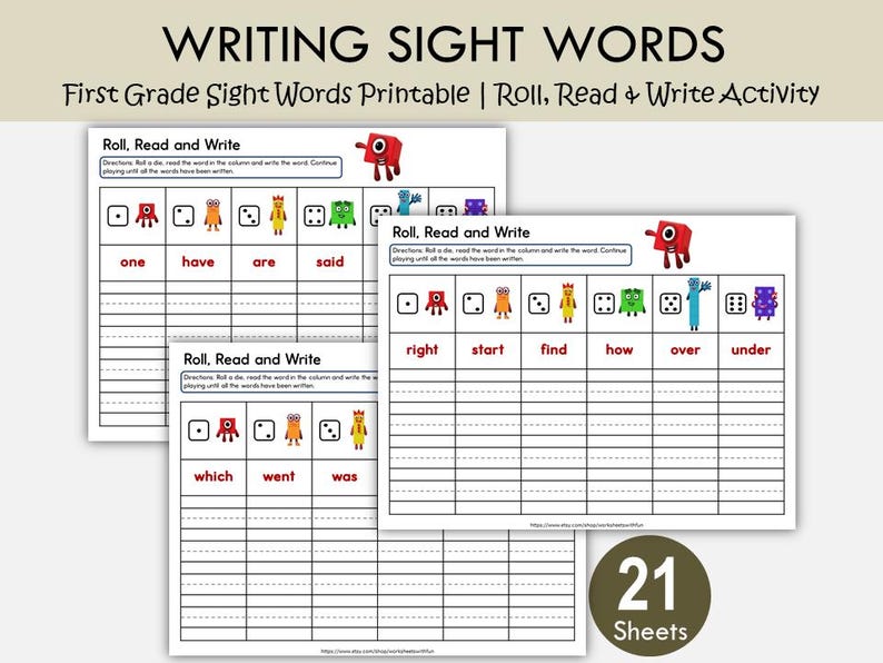 First Grade Sight Words Printable | Roll & Write Activity (digital ...
