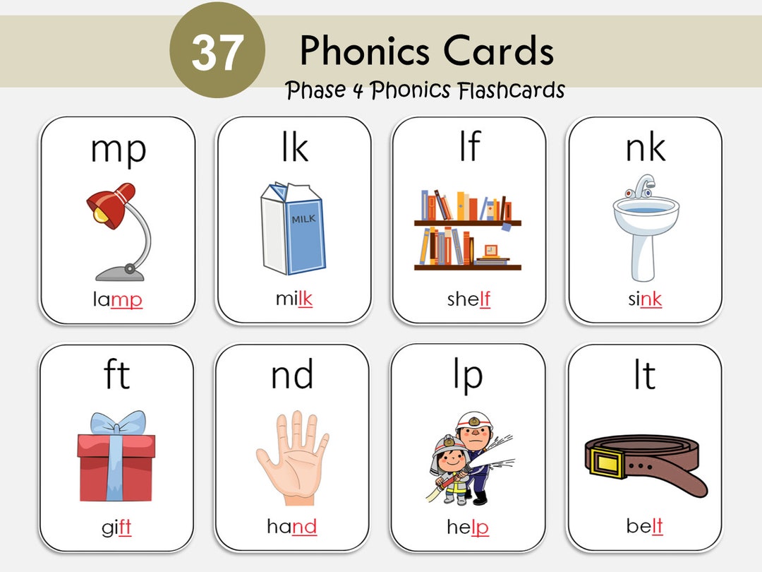 Phase 4 Phonics Flashcards: Reading Printable (37 Cards) - Etsy