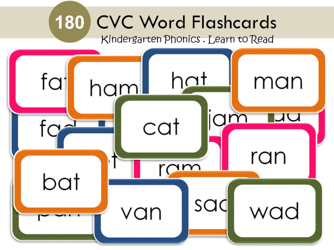 CVC Flash Cards, CVC Word Printable, CVC Flashcards, Kindergarten ...