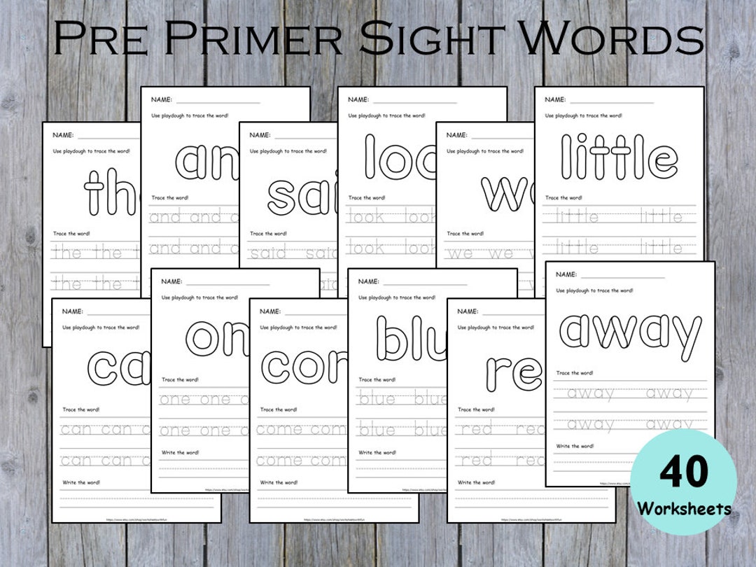 Sight Words Worksheets, Dolch Pre Primer Tracing, Kindergarten ...