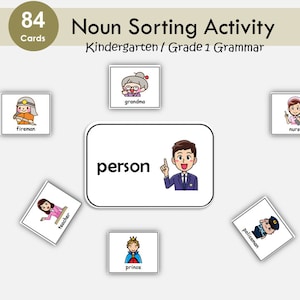 Noun Sorting, Nouns Flashcards, Matching and Grouping Activity, Noun ...