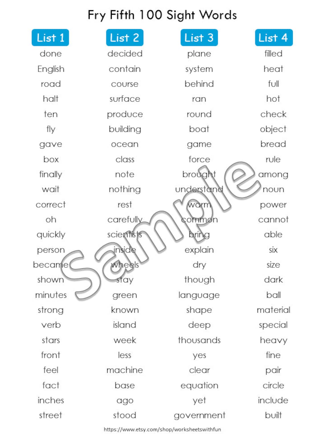 1000 Fry Sight Words Flashcards Printable, High Frequency Word Cards ...