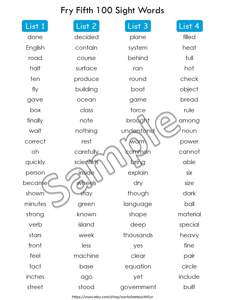 Fry Sight Words Flashcards Printable | 1,000 High Frequency Words ...