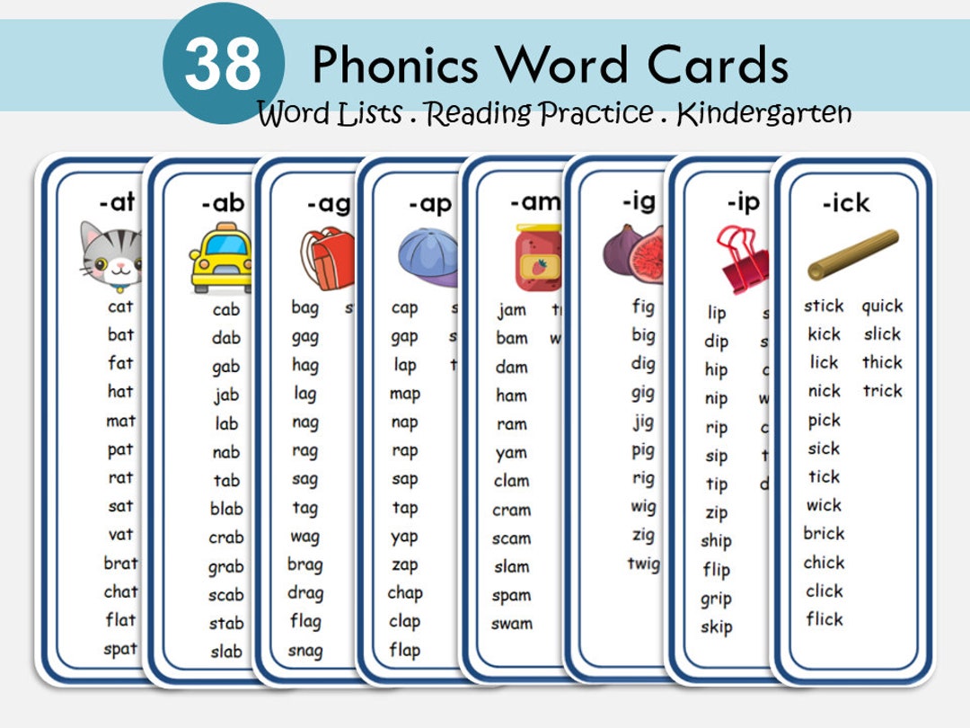 Learn to Read CVC Words, Phonics Cards Printable, Kindergarten Reading ...