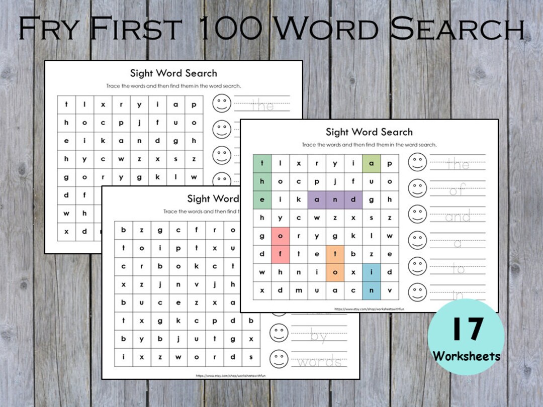 Sight Words Worksheets, Fry First 100 Sight Word Printable, Word Search ...