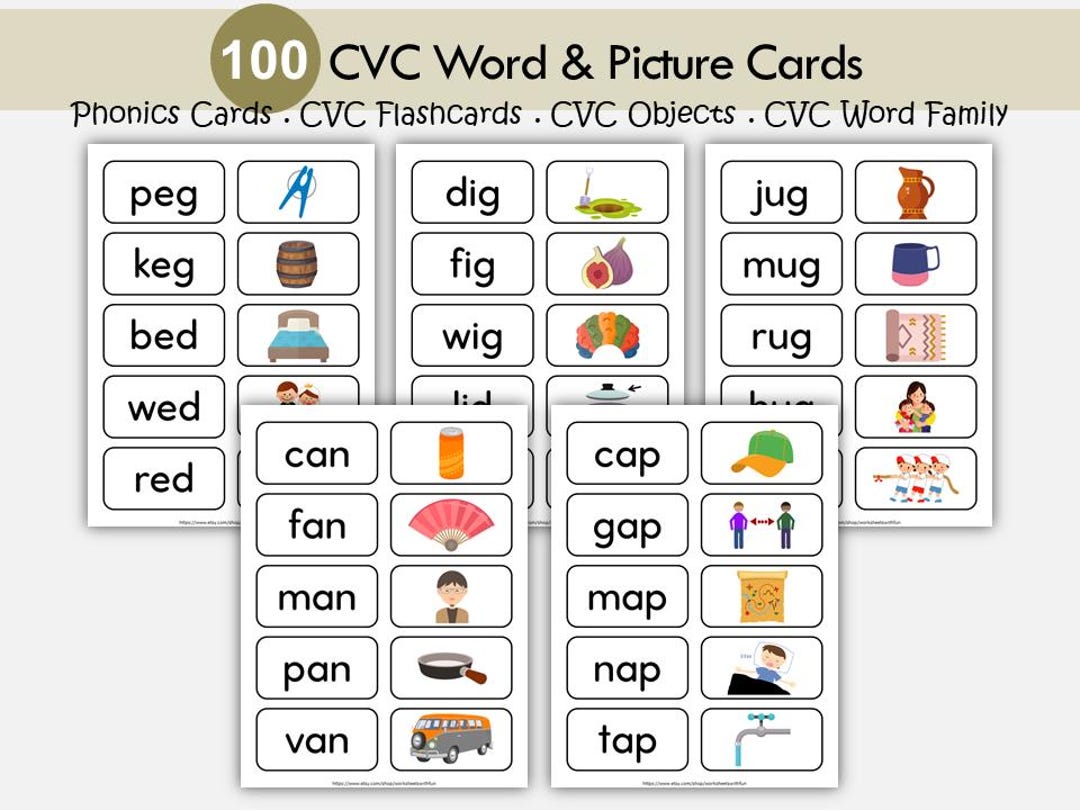 CVC Words Reading Printable | Montessori Phonics Cards | Kindergarten ...