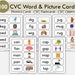 CVC Words List Printable, Kindergarten Reading, Phonics Cards, Learn to ...