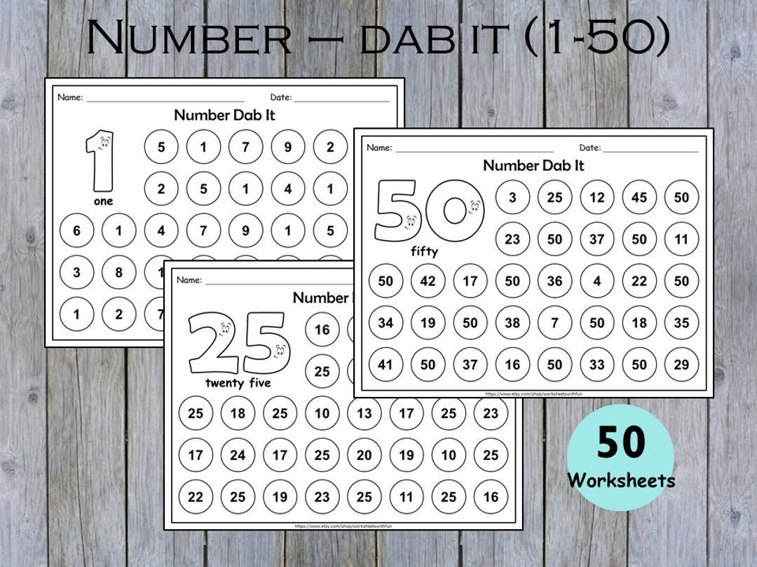 Numbers 1 50 Worksheets Preschool Number Of The Day Printable