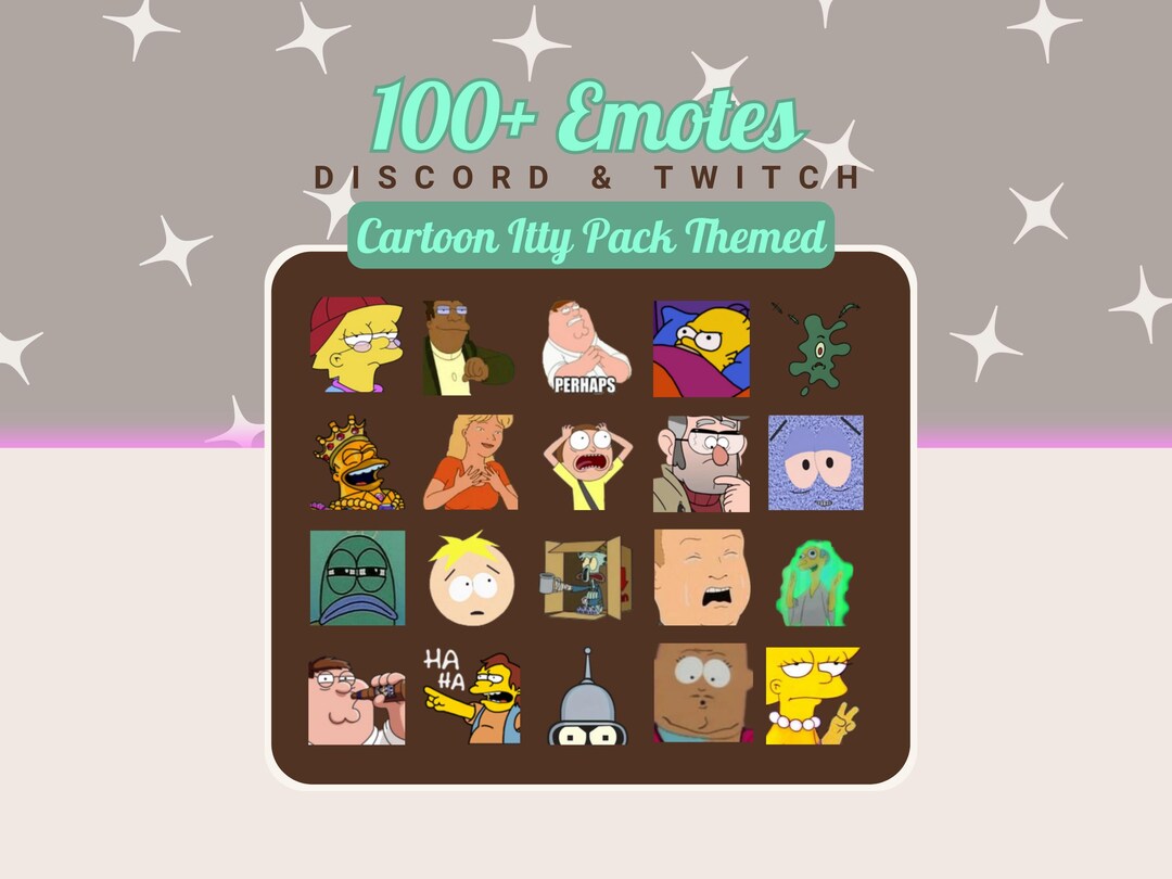 100+ Cartoon Itty Emotes Pack | for Discord and Twitch | Includes ...