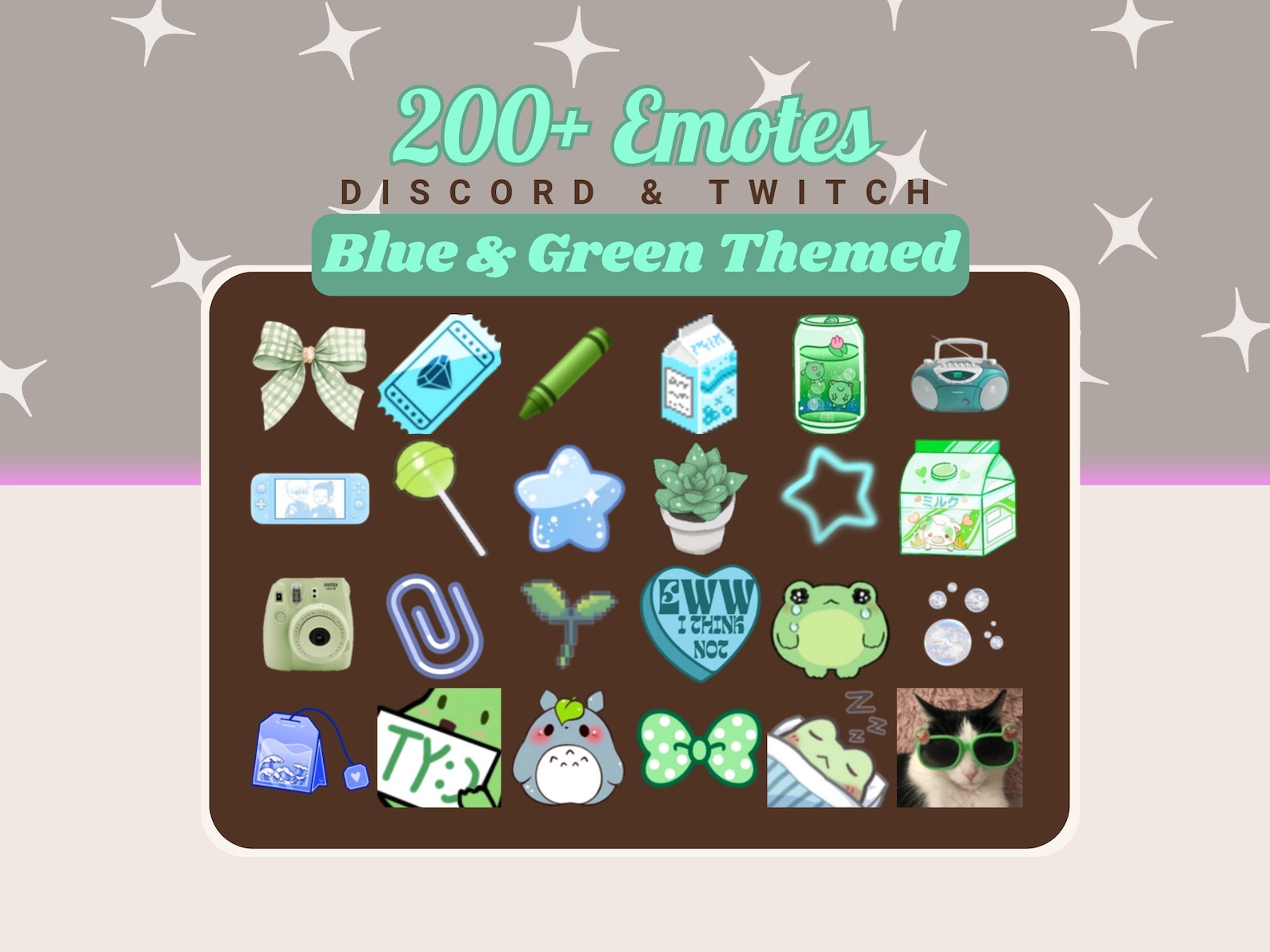200+ Blue and Green Emotes Pack | for Discord and Twitch | Includes ...