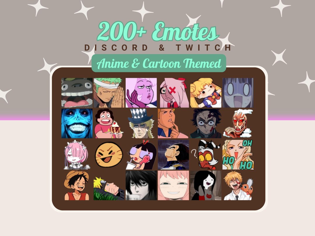 200+ Anime and Cartoon Emotes Pack | for Discord and Twitch | Includes ...