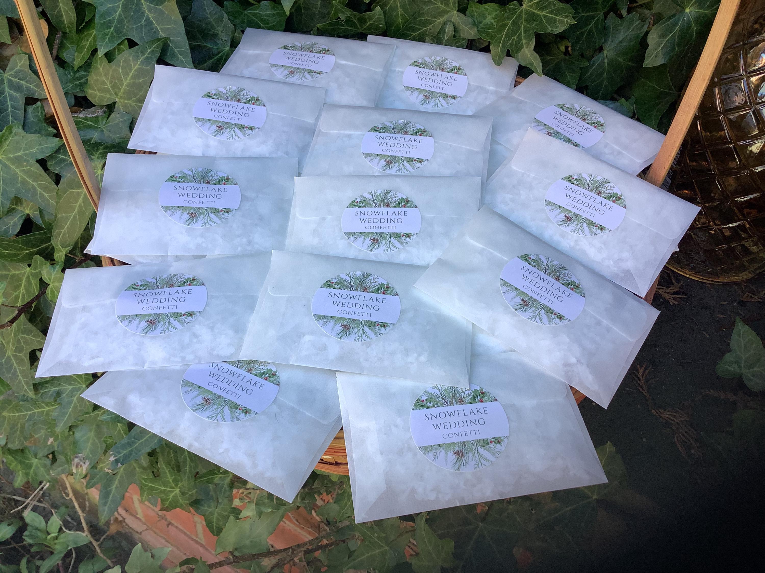 100 Bags White Snow Wedding Confetti Throws/biodegradable Glassine Bags ...