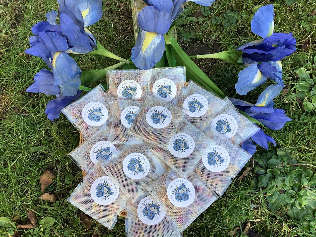 50 Blue Packets Dried Wedding Confetti Throws-50 Bags Biodegradable ...