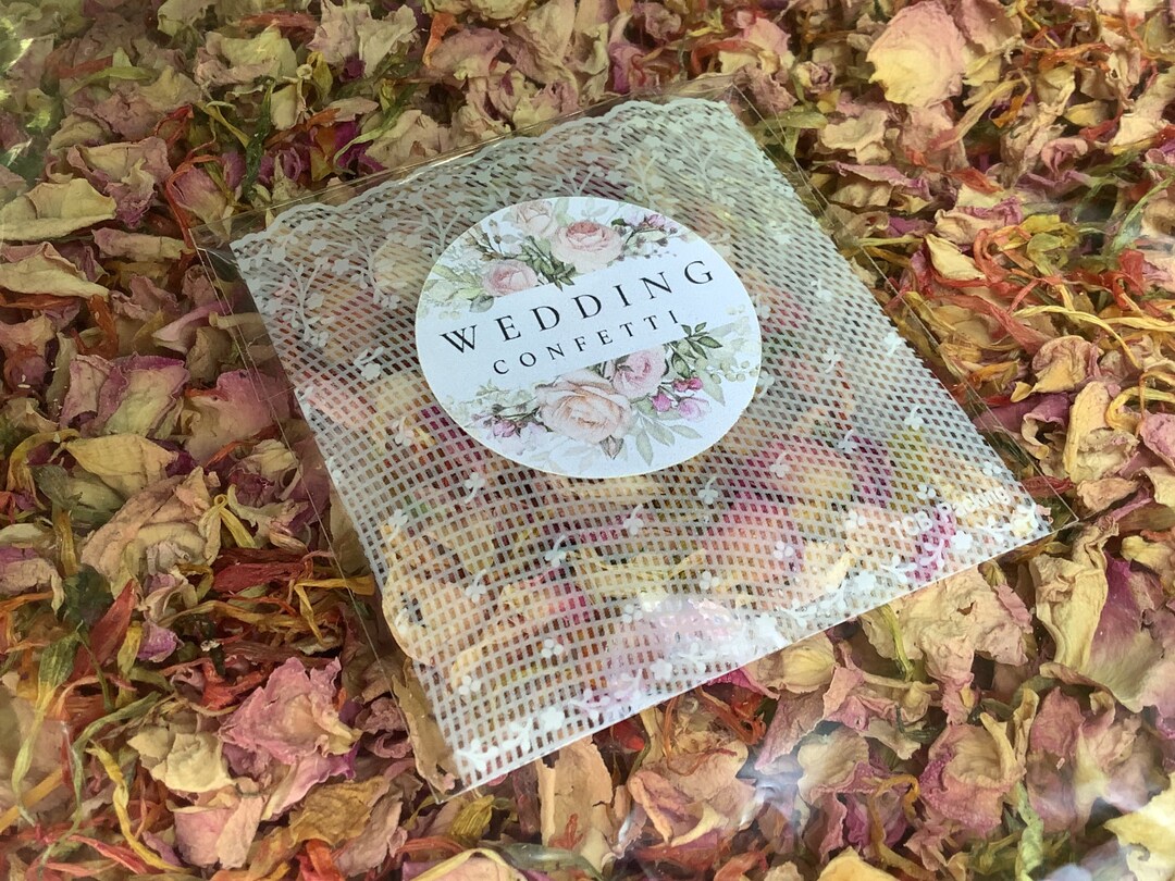 50 Ivory Cream Pale Pink Rose +blossom Wedding Confetti Packets Premium ...