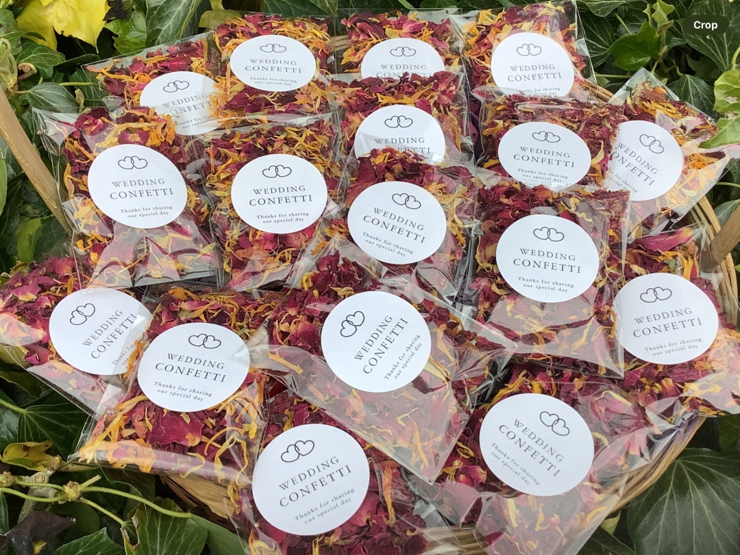 60 Dried Red Rose Wedding Confetti Throws- White Biodegradable Wedding ...