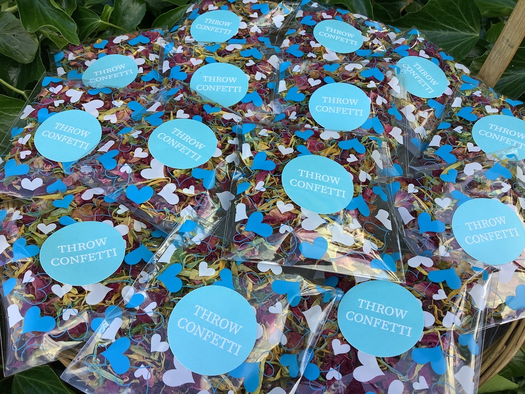 75 BLUE Wedding Confetti Throws- Biodegradable Red Rose,green+lemon ...