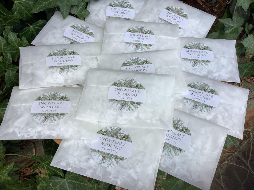 100 Bags White Snow Wedding Confetti Throws/biodegradable Glassine Bags ...