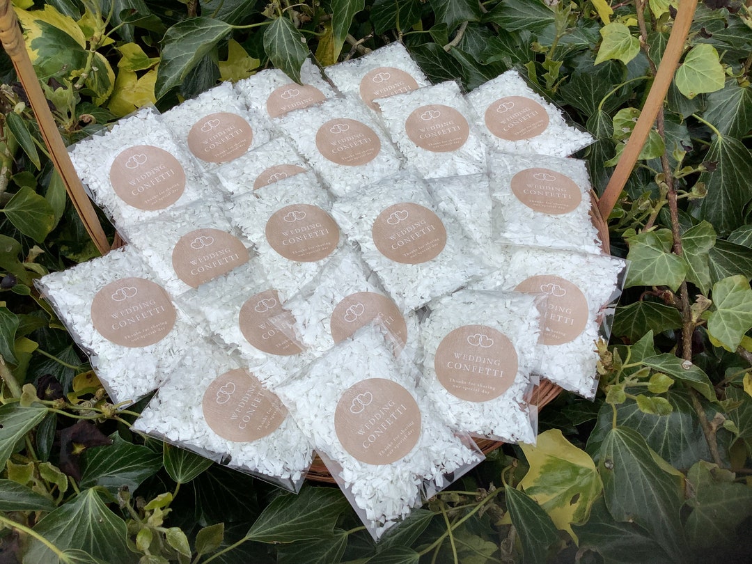 100 Kraft White Wedding Confetti Throws - White Pla Recyclable Snow ...